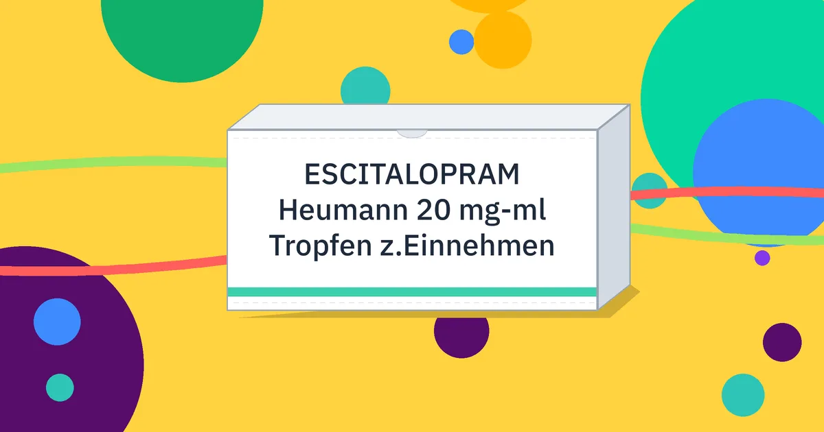 Symbolbild: Packung mit der Aufschrift ESCITALOPRAM Heumann 20 mg-ml Tropfen z.Einnehmen (PZN 10419450) – Verfügbarkeit und Bezug in Apotheken in Frankfurt am Main