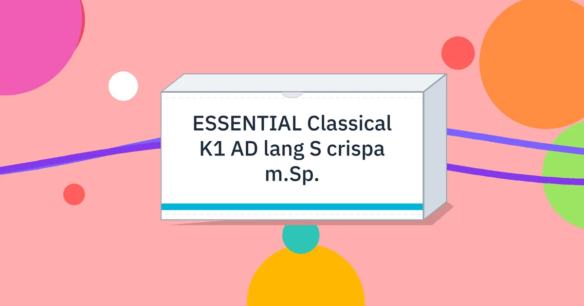 Symbolbild: Packung mit der Aufschrift ESSENTIAL Classical K1 AD lang S crispa m.Sp. (PZN 16999951) – Verfügbarkeit und Bezug in Apotheken in Frankfurt am Main