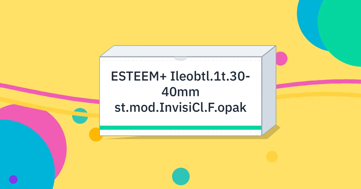 Symbolbild: Packung mit der Aufschrift ESTEEM+ Ileobtl.1t.30-40mm st.mod.InvisiCl.F.opak (PZN 04610528) – Verfügbarkeit und Bezug in Apotheken in Frankfurt am Main
