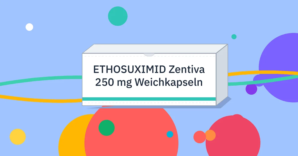 Symbolbild: Packung mit der Aufschrift ETHOSUXIMID Zentiva 250 mg Weichkapseln (PZN 18873964) – Verfügbarkeit und Bezug in Apotheken in Frankfurt am Main