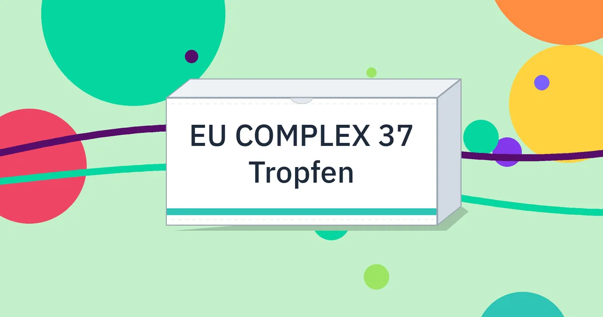 Symbolbild: Packung mit der Aufschrift EU COMPLEX 37 Tropfen (PZN 17873293) – Verfügbarkeit und Bezug in Apotheken in Frankfurt am Main