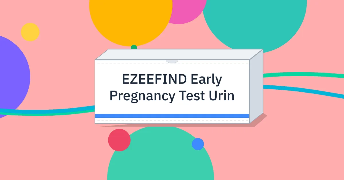 Symbolbild: Packung mit der Aufschrift EZEEFIND Early Pregnancy Test Urin (PZN 19993067) – Verfügbarkeit und Bezug in Apotheken in Frankfurt am Main