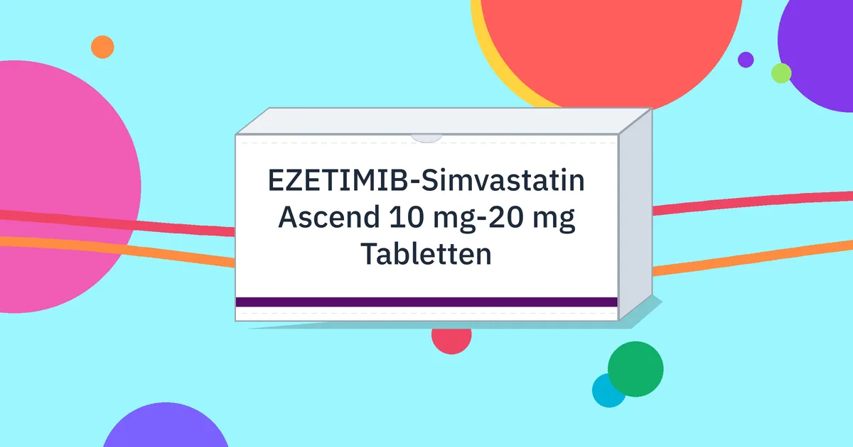 Symbolbild: Packung mit der Aufschrift EZETIMIB-Simvastatin Ascend 10 mg-20 mg Tabletten (PZN 18257337) – Verfügbarkeit und Bezug in Apotheken in Frankfurt am Main
