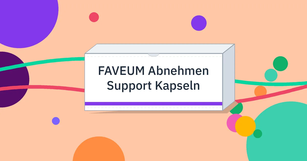 Symbolbild: Packung mit der Aufschrift FAVEUM Abnehmen Support Kapseln (PZN 16800903) – Verfügbarkeit und Bezug in Apotheken in Frankfurt am Main