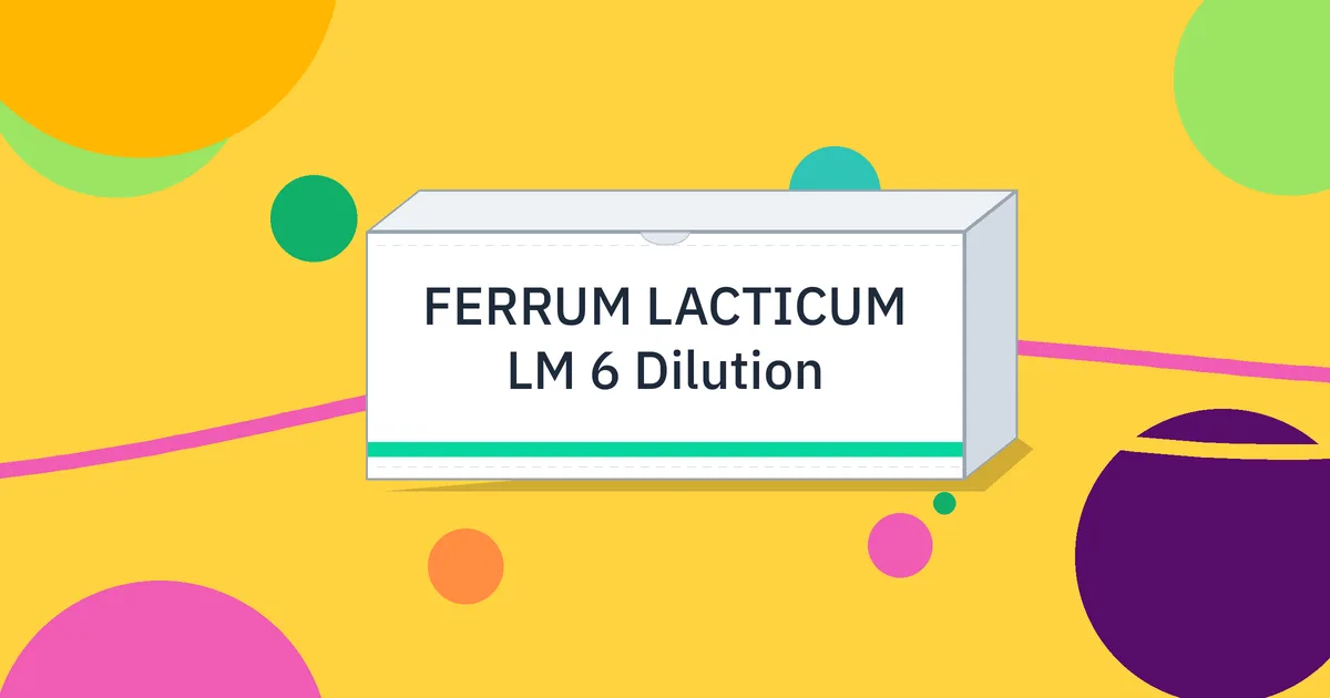 Symbolbild: Packung mit der Aufschrift FERRUM LACTICUM LM 6 Dilution (PZN 12849309) – Verfügbarkeit und Bezug in Apotheken in Frankfurt am Main