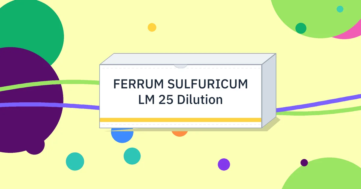 Symbolbild: Packung mit der Aufschrift FERRUM SULFURICUM LM 25 Dilution (PZN 12853676) – Verfügbarkeit und Bezug in Apotheken in Frankfurt am Main