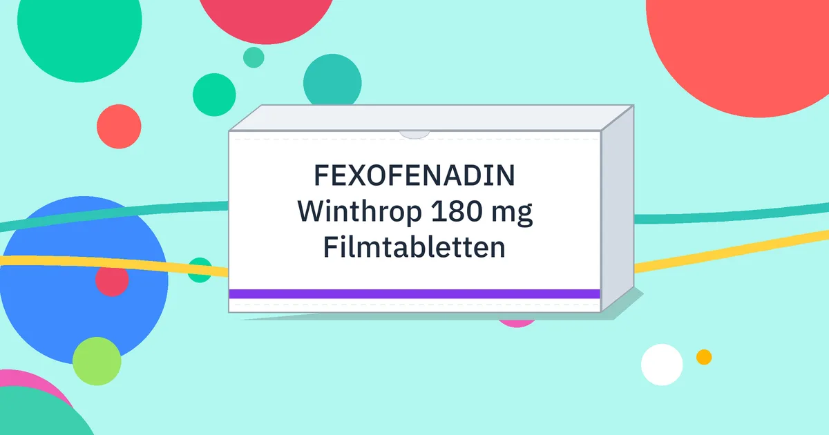 Symbolbild: Packung mit der Aufschrift FEXOFENADIN Winthrop 180 mg Filmtabletten (PZN 00053999) – Verfügbarkeit und Bezug in Apotheken in Frankfurt am Main