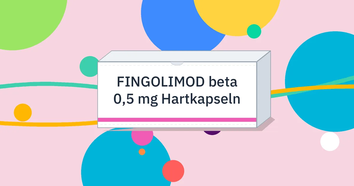 Symbolbild: Packung mit der Aufschrift FINGOLIMOD beta 0,5 mg Hartkapseln (PZN 17443279) – Verfügbarkeit und Bezug in Apotheken in Frankfurt am Main