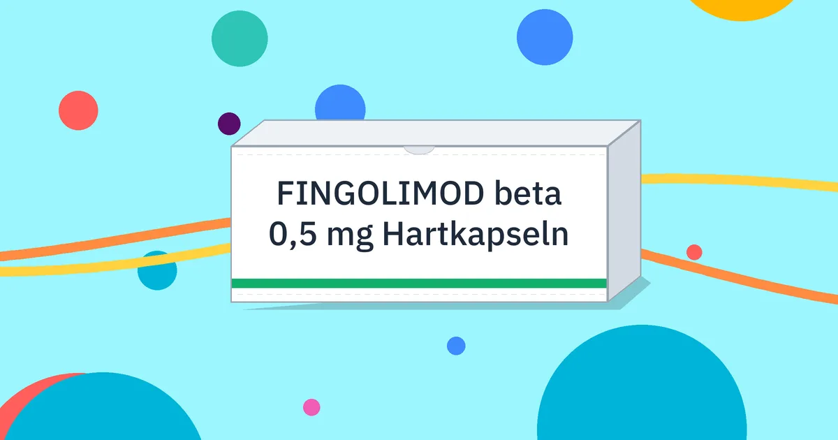 Symbolbild: Packung mit der Aufschrift FINGOLIMOD beta 0,5 mg Hartkapseln (PZN 17443256) – Verfügbarkeit und Bezug in Apotheken in Frankfurt am Main