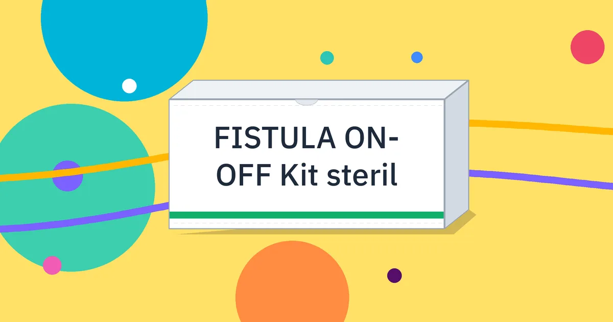 Symbolbild: Packung mit der Aufschrift FISTULA ON-OFF Kit steril (PZN 15640656) – Verfügbarkeit und Bezug in Apotheken in Frankfurt am Main