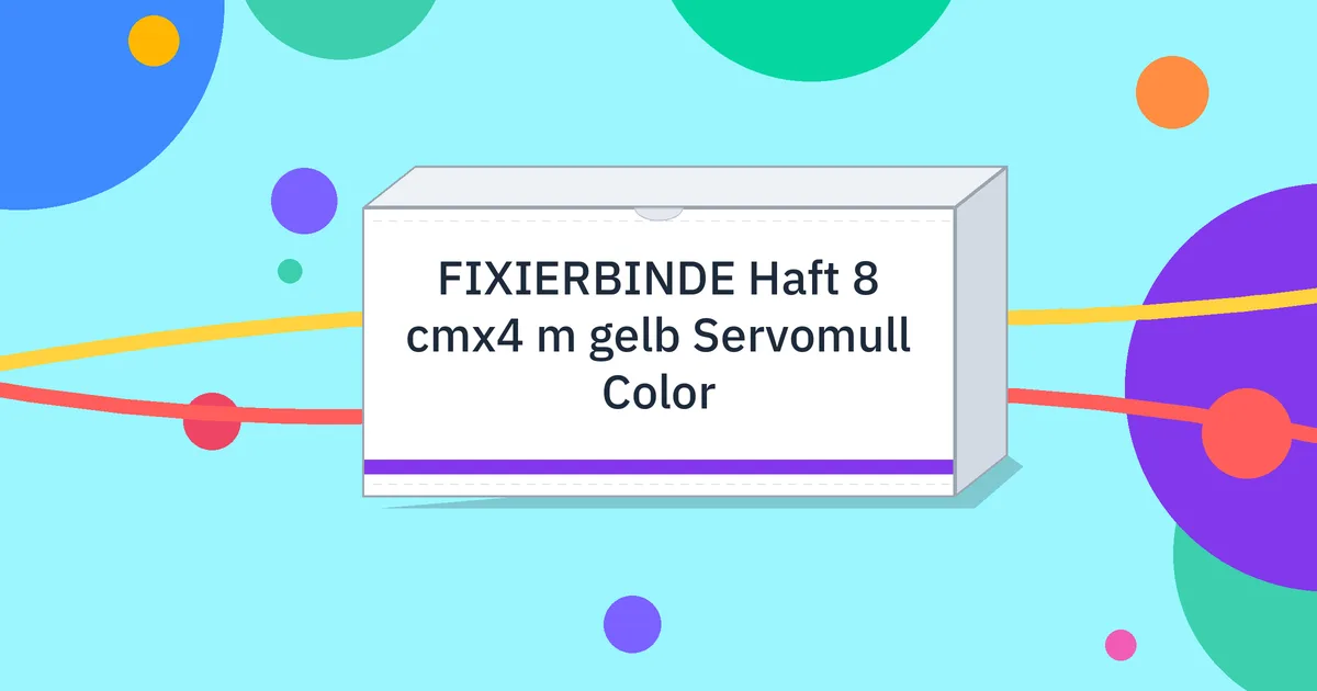 Symbolbild: Packung mit der Aufschrift FIXIERBINDE Haft 8 cmx4 m gelb Servomull Color (PZN 04761730) – Verfügbarkeit und Bezug in Apotheken in Frankfurt am Main