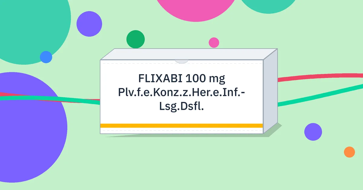 Symbolbild: Packung mit der Aufschrift FLIXABI 100 mg Plv.f.e.Konz.z.Her.e.Inf.-Lsg.Dsfl. (PZN 13716154) – Verfügbarkeit und Bezug in Apotheken in Frankfurt am Main