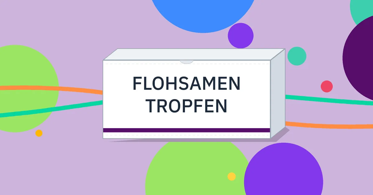 Symbolbild: Packung mit der Aufschrift FLOHSAMEN TROPFEN (PZN 14282410) – Verfügbarkeit und Bezug in Apotheken in Frankfurt am Main