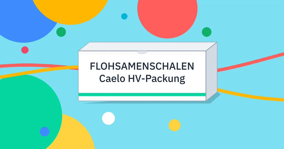 Symbolbild: Packung mit der Aufschrift FLOHSAMENSCHALEN Caelo HV-Packung (PZN 09505546) – Verfügbarkeit und Bezug in Apotheken in Frankfurt am Main