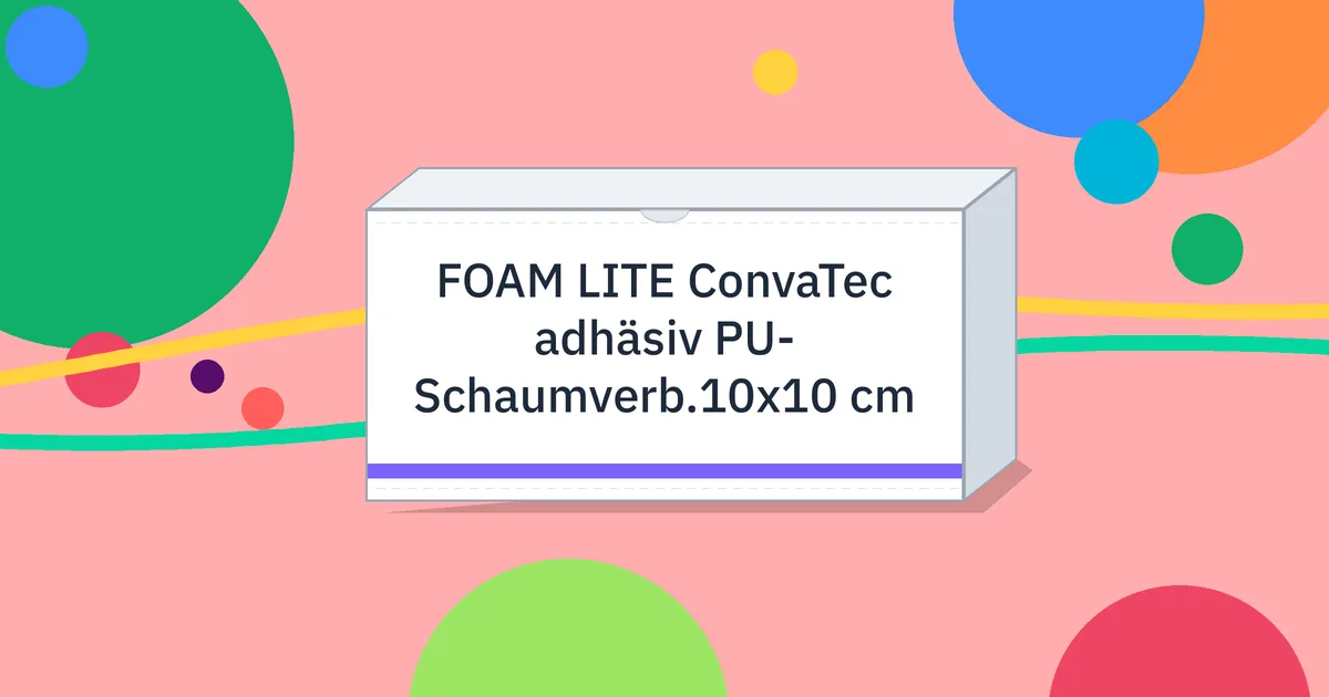 Symbolbild: Packung mit der Aufschrift FOAM LITE ConvaTec adhäsiv PU-Schaumverb.10x10 cm (PZN 14268864) – Verfügbarkeit und Bezug in Apotheken in Frankfurt am Main