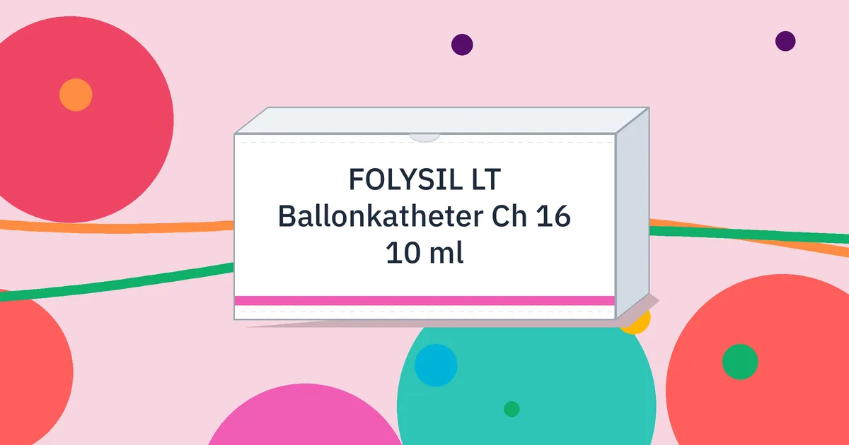 Symbolbild: Packung mit der Aufschrift FOLYSIL LT Ballonkatheter Ch 16 10 ml (PZN 16513948) – Verfügbarkeit und Bezug in Apotheken in Frankfurt am Main