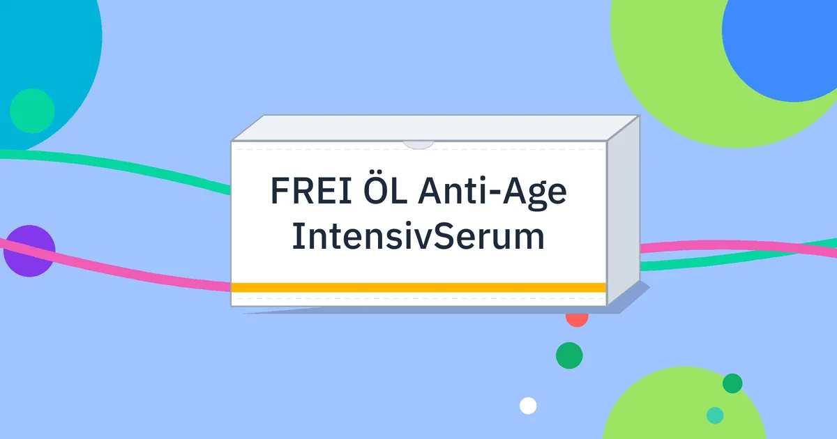 Symbolbild: Packung mit der Aufschrift FREI ÖL Anti-Age IntensivSerum (PZN 14412338) – Verfügbarkeit und Bezug in Apotheken in Frankfurt am Main