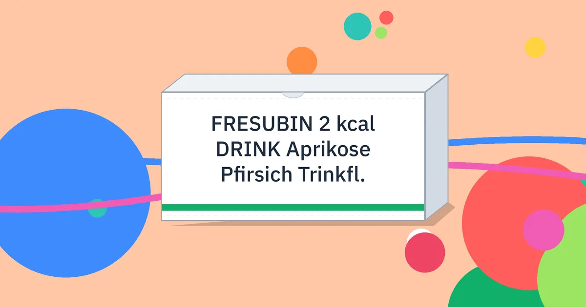 Symbolbild: Packung mit der Aufschrift FRESUBIN 2 kcal DRINK Aprikose Pfirsich Trinkfl. (PZN 20191203) – Verfügbarkeit und Bezug in Apotheken in Frankfurt am Main