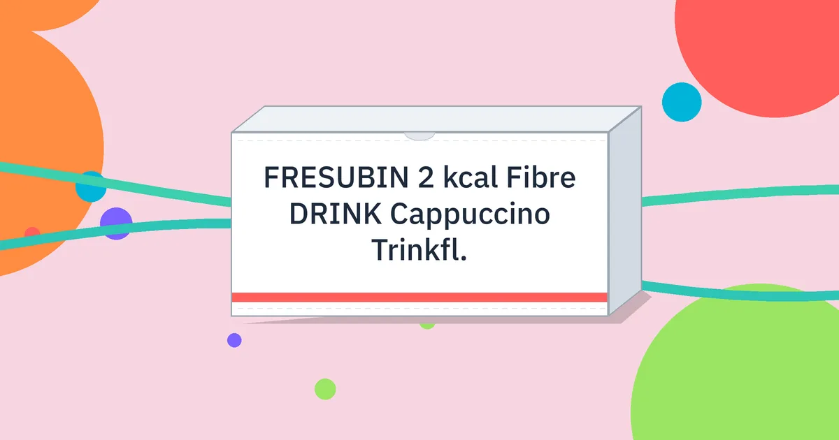 Symbolbild: Packung mit der Aufschrift FRESUBIN 2 kcal Fibre DRINK Cappuccino Trinkfl. (PZN 17269798) – Verfügbarkeit und Bezug in Apotheken in Frankfurt am Main