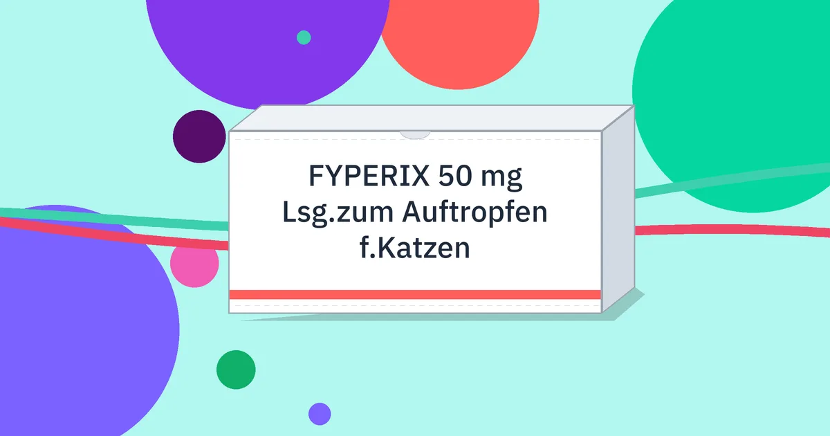 Symbolbild: Packung mit der Aufschrift FYPERIX 50 mg Lsg.zum Auftropfen f.Katzen (PZN 11181588) – Verfügbarkeit und Bezug in Apotheken in Frankfurt am Main