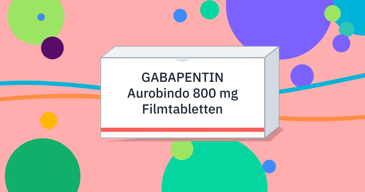 Symbolbild: Packung mit der Aufschrift GABAPENTIN Aurobindo 800 mg Filmtabletten (PZN 09478482) – Verfügbarkeit und Bezug in Apotheken in Frankfurt am Main