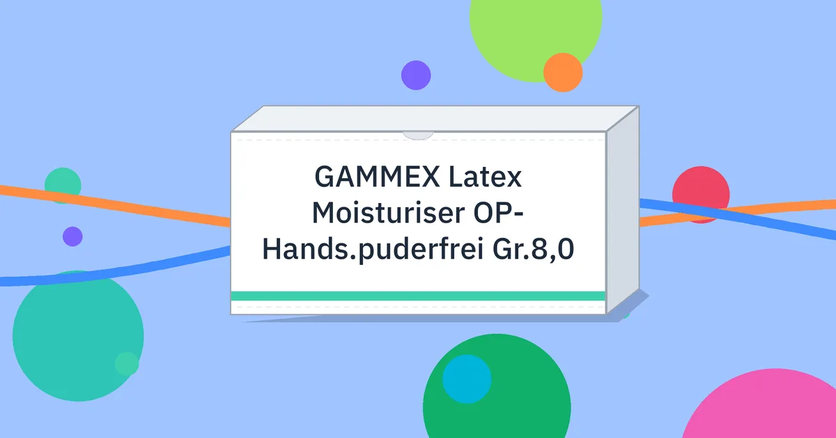 Symbolbild: Packung mit der Aufschrift GAMMEX Latex Moisturiser OP-Hands.puderfrei Gr.8,0 (PZN 11298333) – Verfügbarkeit und Bezug in Apotheken in Frankfurt am Main
