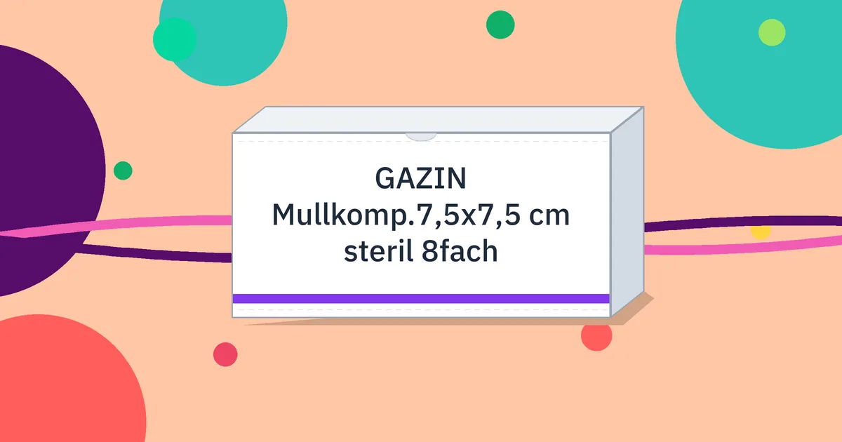 Symbolbild: Packung mit der Aufschrift GAZIN Mullkomp.7,5x7,5 cm steril 8fach (PZN 18680550) – Verfügbarkeit und Bezug in Apotheken in Frankfurt am Main