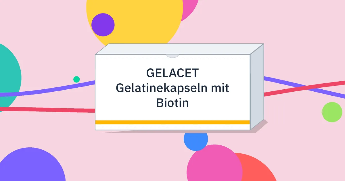 Symbolbild: Packung mit der Aufschrift GELACET Gelatinekapseln mit Biotin (PZN 02098807) – Verfügbarkeit und Bezug in Apotheken in Frankfurt am Main