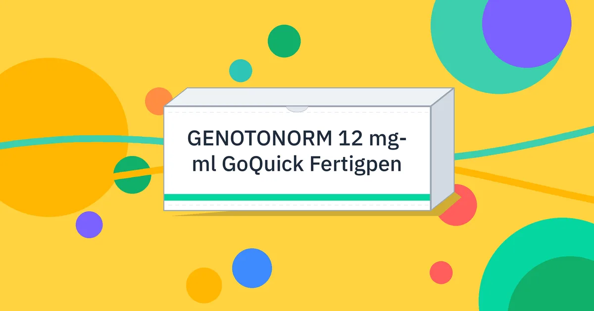 Symbolbild: Packung mit der Aufschrift GENOTONORM 12 mg-ml GoQuick Fertigpen (PZN 10353739) – Verfügbarkeit und Bezug in Apotheken in Frankfurt am Main