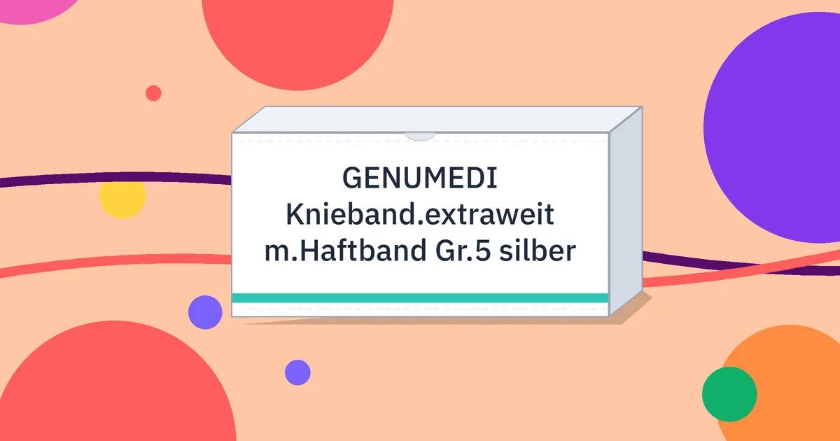 Symbolbild: Packung mit der Aufschrift GENUMEDI Knieband.extraweit m.Haftband Gr.5 silber (PZN 06832204) – Verfügbarkeit und Bezug in Apotheken in Frankfurt am Main