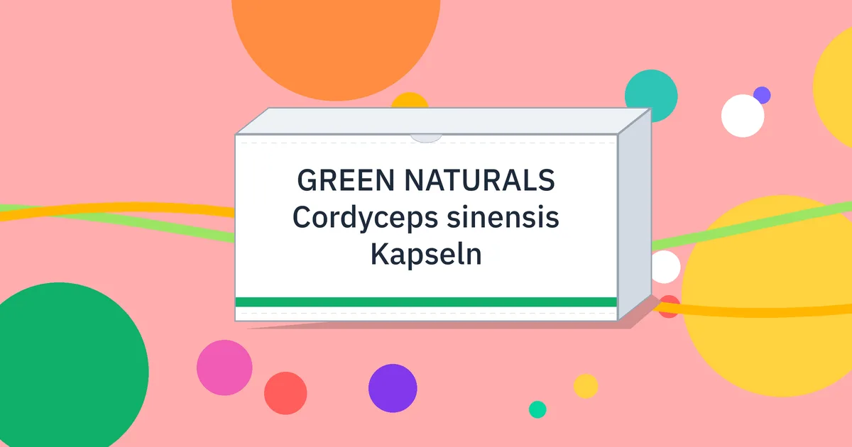 Symbolbild: Packung mit der Aufschrift GREEN NATURALS Cordyceps sinensis Kapseln (PZN 18133150) – Verfügbarkeit und Bezug in Apotheken in Frankfurt am Main