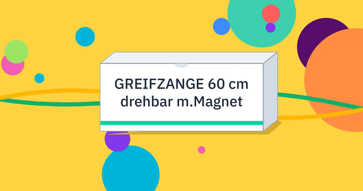 Symbolbild: Packung mit der Aufschrift GREIFZANGE 60 cm drehbar m.Magnet (PZN 09194402) – Verfügbarkeit und Bezug in Apotheken in Frankfurt am Main