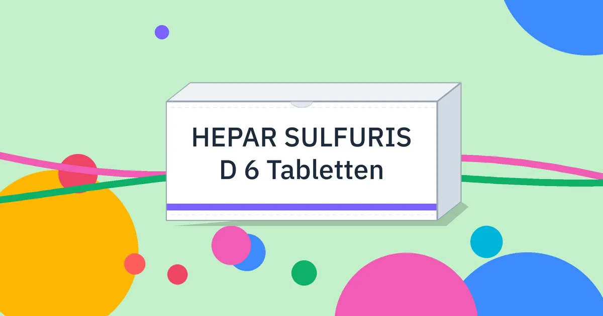 Symbolbild: Packung mit der Aufschrift HEPAR SULFURIS D 6 Tabletten (PZN 01773046) – Verfügbarkeit und Bezug in Apotheken in Frankfurt am Main