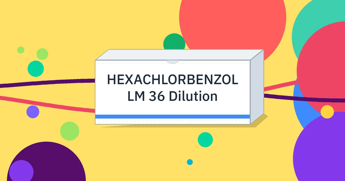 Symbolbild: Packung mit der Aufschrift HEXACHLORBENZOL LM 36 Dilution (PZN 12889059) – Verfügbarkeit und Bezug in Apotheken in Frankfurt am Main