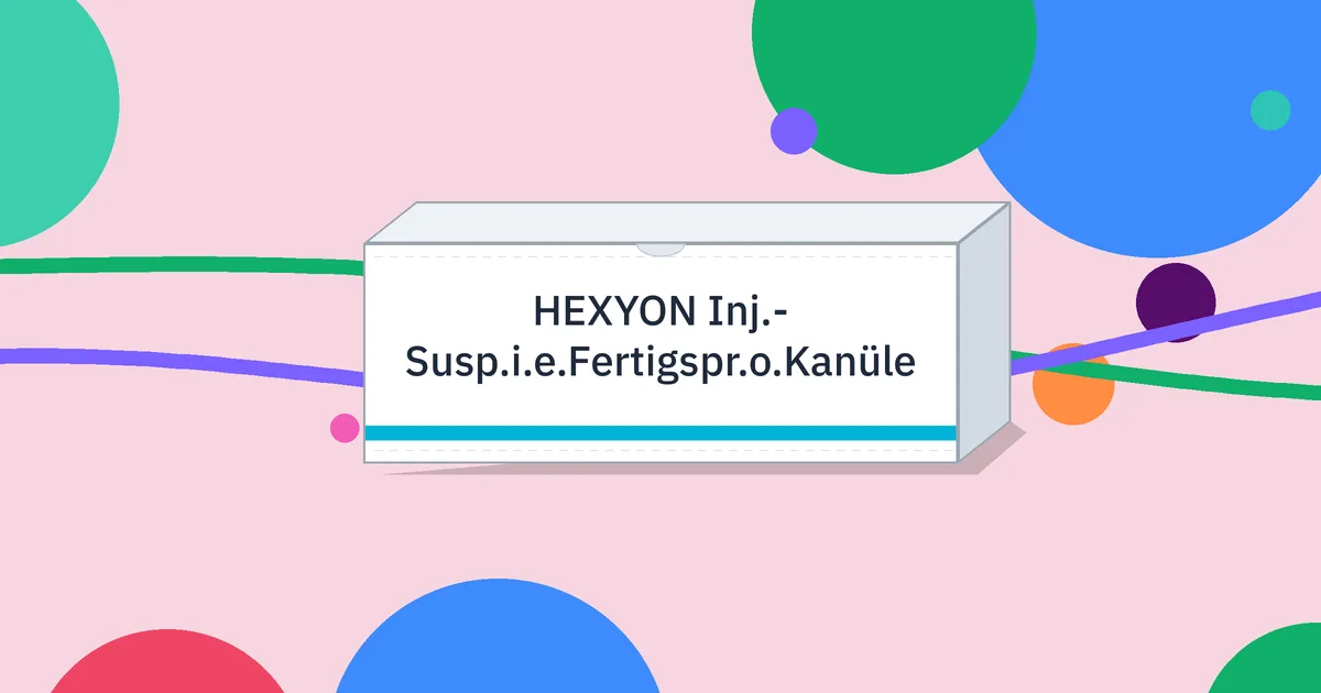 Symbolbild: Packung mit der Aufschrift HEXYON Inj.-Susp.i.e.Fertigspr.o.Kanüle (PZN 19184764) – Verfügbarkeit und Bezug in Apotheken in Frankfurt am Main