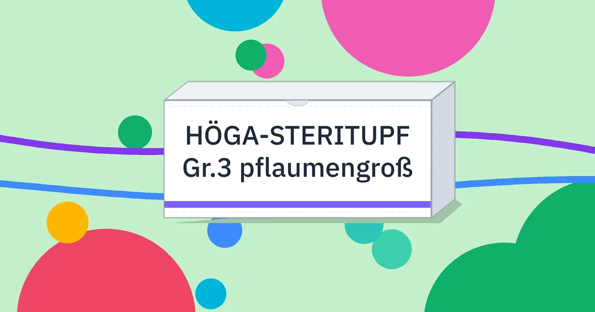 Symbolbild: Packung mit der Aufschrift HÖGA-STERITUPF Gr.3 pflaumengroß (PZN 04989261) – Verfügbarkeit und Bezug in Apotheken in Frankfurt am Main
