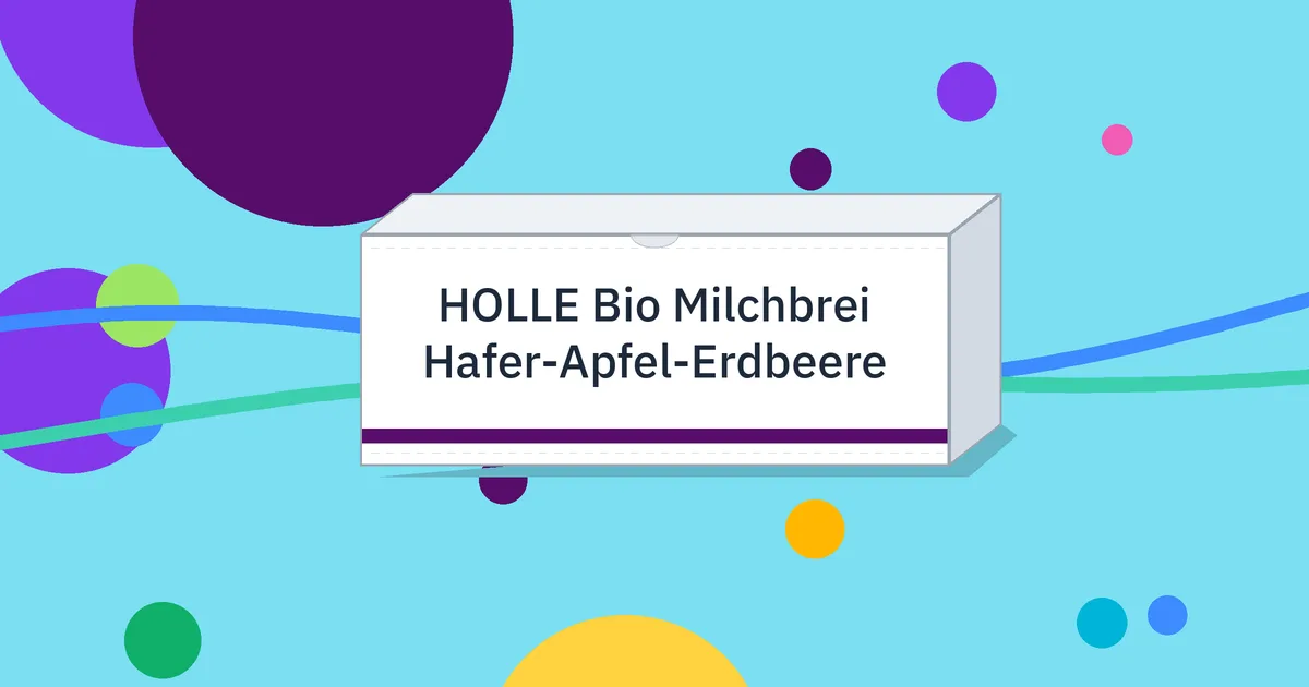 Symbolbild: Packung mit der Aufschrift HOLLE Bio Milchbrei Hafer-Apfel-Erdbeere (PZN 19178054) – Verfügbarkeit und Bezug in Apotheken in Frankfurt am Main