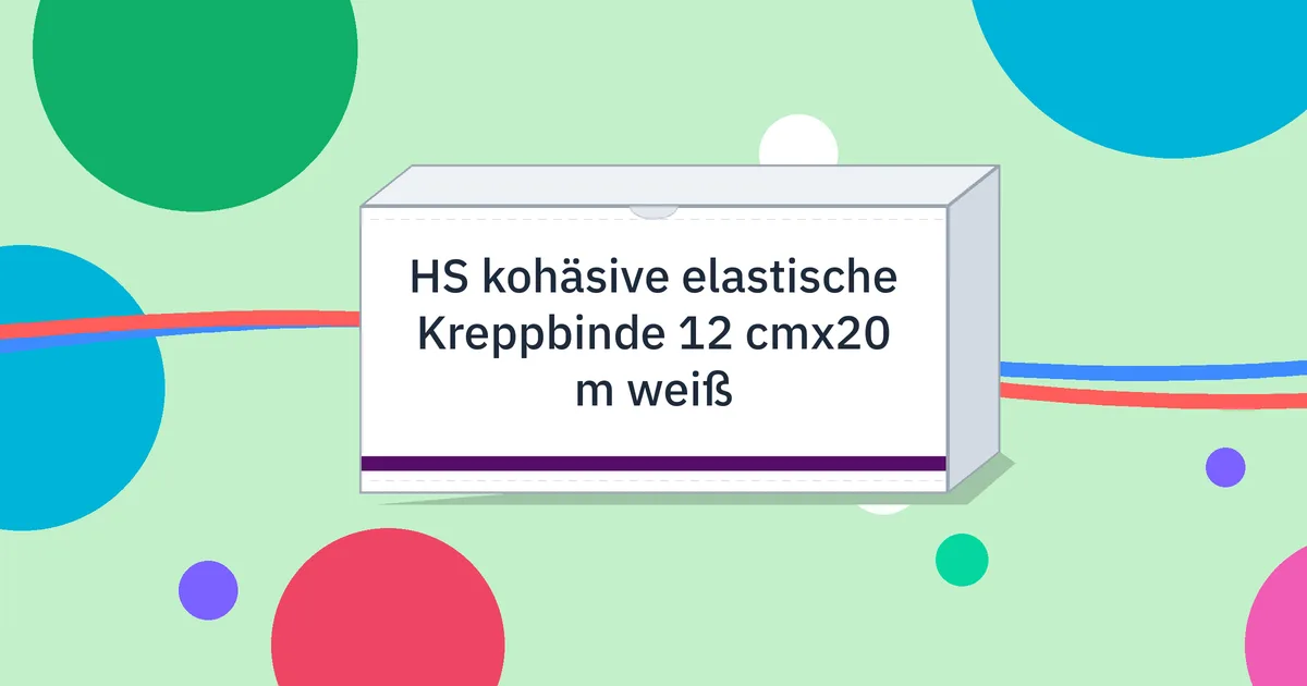 Symbolbild: Packung mit der Aufschrift HS kohäsive elastische Kreppbinde 12 cmx20 m weiß (PZN 09741790) – Verfügbarkeit und Bezug in Apotheken in Frankfurt am Main