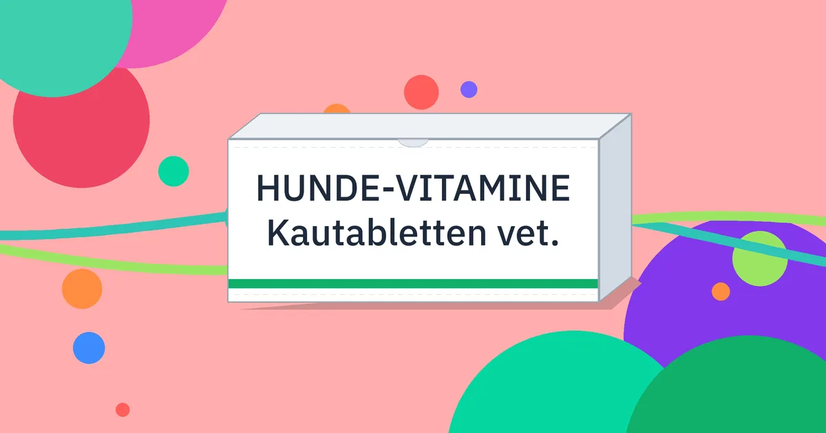 Symbolbild: Packung mit der Aufschrift HUNDE-VITAMINE Kautabletten vet. (PZN 18458030) – Verfügbarkeit und Bezug in Apotheken in Frankfurt am Main