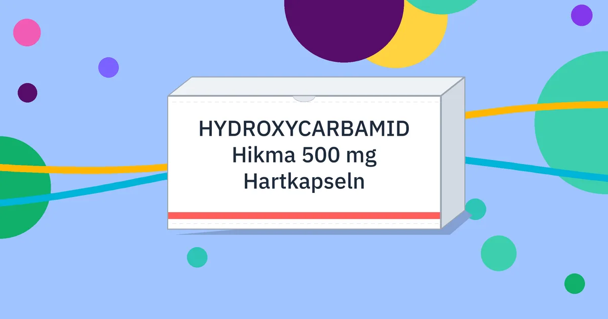Symbolbild: Packung mit der Aufschrift HYDROXYCARBAMID Hikma 500 mg Hartkapseln (PZN 19349277) – Verfügbarkeit und Bezug in Apotheken in Frankfurt am Main