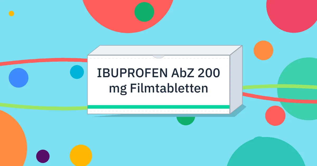 Symbolbild: Packung mit der Aufschrift IBUPROFEN AbZ 200 mg Filmtabletten (PZN 01016049) – Verfügbarkeit und Bezug in Apotheken in Frankfurt am Main