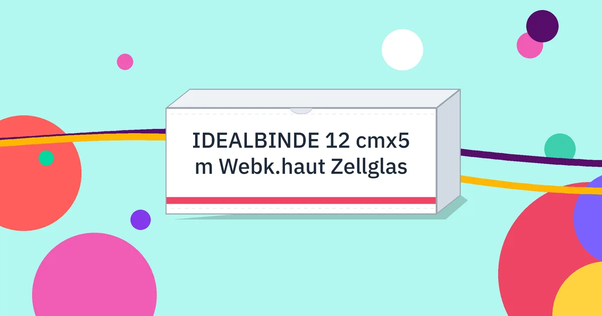 Symbolbild: Packung mit der Aufschrift IDEALBINDE 12 cmx5 m Webk.haut Zellglas (PZN 03158523) – Verfügbarkeit und Bezug in Apotheken in Frankfurt am Main