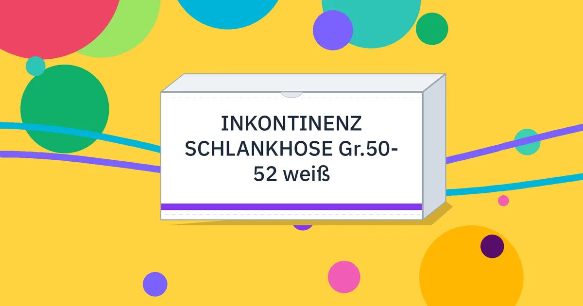 Symbolbild: Packung mit der Aufschrift INKONTINENZ SCHLANKHOSE Gr.50-52 weiß (PZN 04617737) – Verfügbarkeit und Bezug in Apotheken in Frankfurt am Main