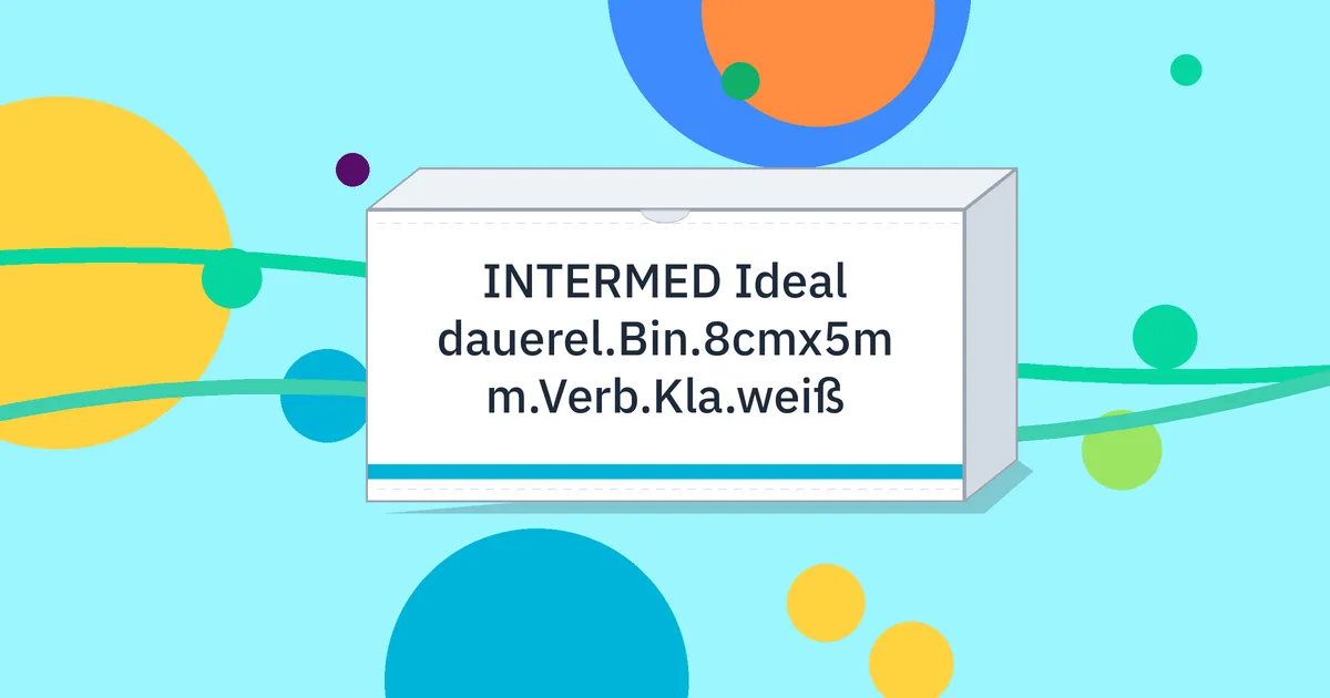 Symbolbild: Packung mit der Aufschrift INTERMED Ideal dauerel.Bin.8cmx5m m.Verb.Kla.weiß (PZN 17545028) – Verfügbarkeit und Bezug in Apotheken in Frankfurt am Main