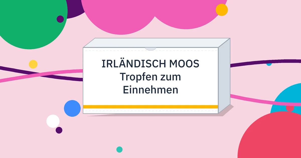 Symbolbild: Packung mit der Aufschrift IRLÄNDISCH MOOS Tropfen zum Einnehmen (PZN 11366916) – Verfügbarkeit und Bezug in Apotheken in Frankfurt am Main