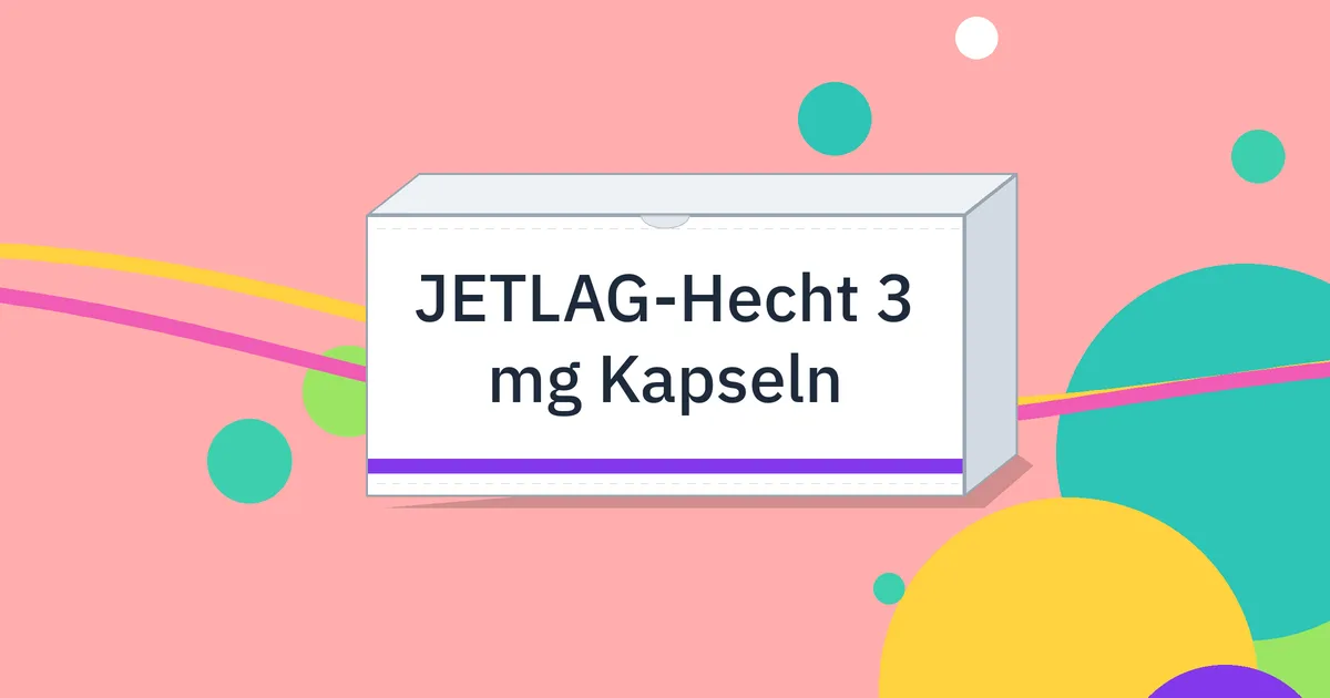 Symbolbild: Packung mit der Aufschrift JETLAG-Hecht 3 mg Kapseln (PZN 08882494) – Verfügbarkeit und Bezug in Apotheken in Frankfurt am Main