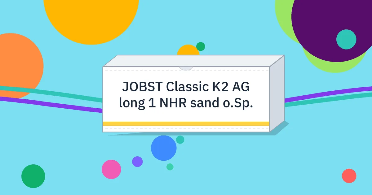 Symbolbild: Packung mit der Aufschrift JOBST Classic K2 AG long 1 NHR sand o.Sp. (PZN 11269768) – Verfügbarkeit und Bezug in Apotheken in Frankfurt am Main