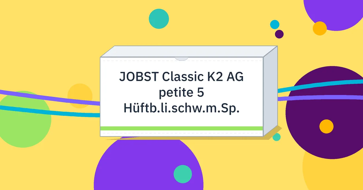 Symbolbild: Packung mit der Aufschrift JOBST Classic K2 AG petite 5 Hüftb.li.schw.m.Sp. (PZN 13064390) – Verfügbarkeit und Bezug in Apotheken in Frankfurt am Main