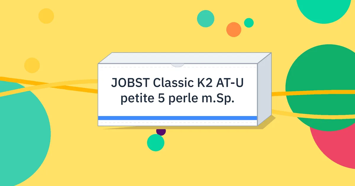 Symbolbild: Packung mit der Aufschrift JOBST Classic K2 AT-U petite 5 perle m.Sp. (PZN 13068117) – Verfügbarkeit und Bezug in Apotheken in Frankfurt am Main