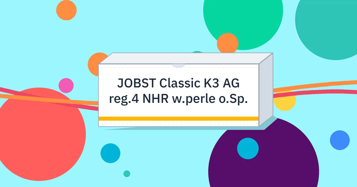 Symbolbild: Packung mit der Aufschrift JOBST Classic K3 AG reg.4 NHR w.perle o.Sp. (PZN 13073851) – Verfügbarkeit und Bezug in Apotheken in Frankfurt am Main